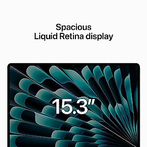 Apple 2023 MacBook Air Laptop with M2 chip: 15.3-inch Liquid Retina Display, 8GB Unified Memory, 512GB SSD Storage, 1080p FaceTime HD Camera, Touch ID. Works with iPhone/iPad; Silver