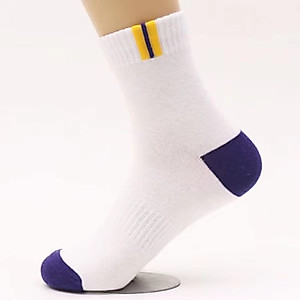 NIGEIYEME 5 Pairs Mens Cotton Crew Socks Basketball Socks All Season Climbing Running Durable Breathable Socks for Men (Bag Package-5 Pairs,Men,Male,Adult,US,Alpha,Medium,Regular,Regular)