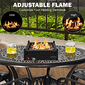 Tangkula Portable Tabletop Propane Fire Pit, Patiojoy 40,000 BTU Table Top Fireplace with Simple Ignition System, Adjustable Flame, Square Propane Firepit Bowl for Outdoors, Fit 2” Umbrella Hole Table