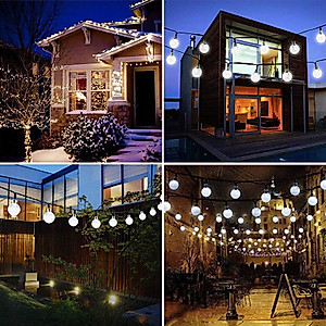Solar Garden Lights Outdoor, 50 LED 7M/24Ft Solar String Lights Waterproof 8 Modes Indoor/Outdoor Fairy Lights Globe for Garden, Patio, Yard, Home, Party, Wedding, Festival Decoration (Clear White)