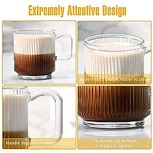 BJMEDYM Glass Mug Clear Glass Mug With Lid, Glass Coffee Mugs Set of 6, Tea Cup With Handle, Clear Coffee Mug, Ripple Glass Mug With Lid, Ribbed Mug, 11.5 Oz Tea Mug With Lid