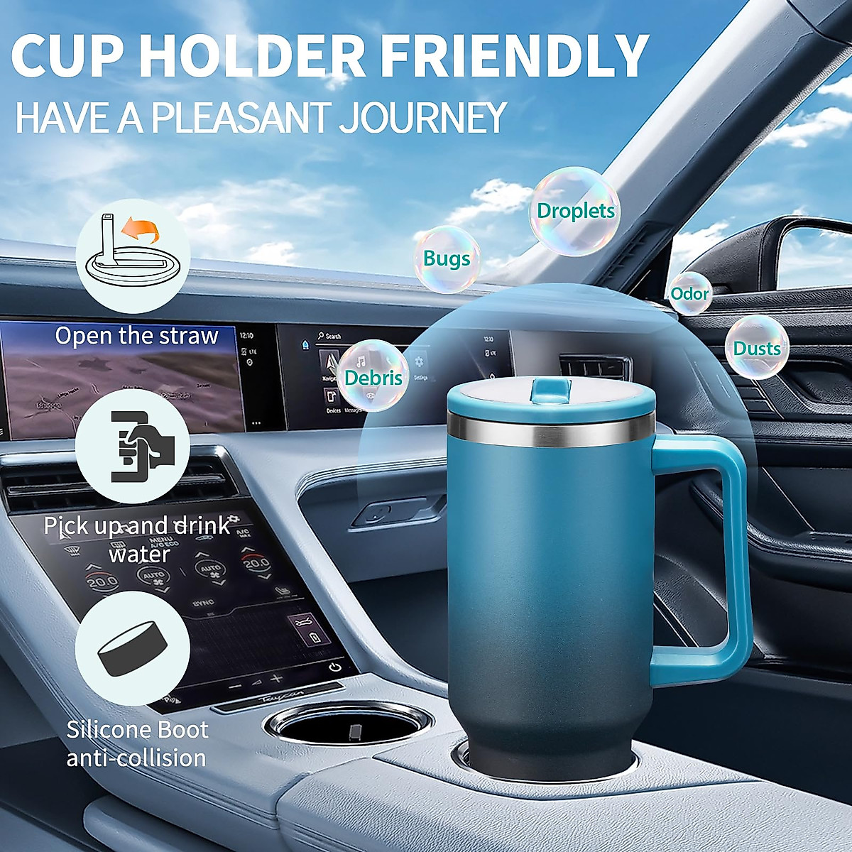 BENZZO 40 oz Insulated Tumblers 100% Leak Proof - Metal Tumbler Cups with Flip Straw, Protective Boot, Reusable Tumbler with Lid and Straw, Coffee Travel Mugs Gift for Man Boyfriend Friend Colleague