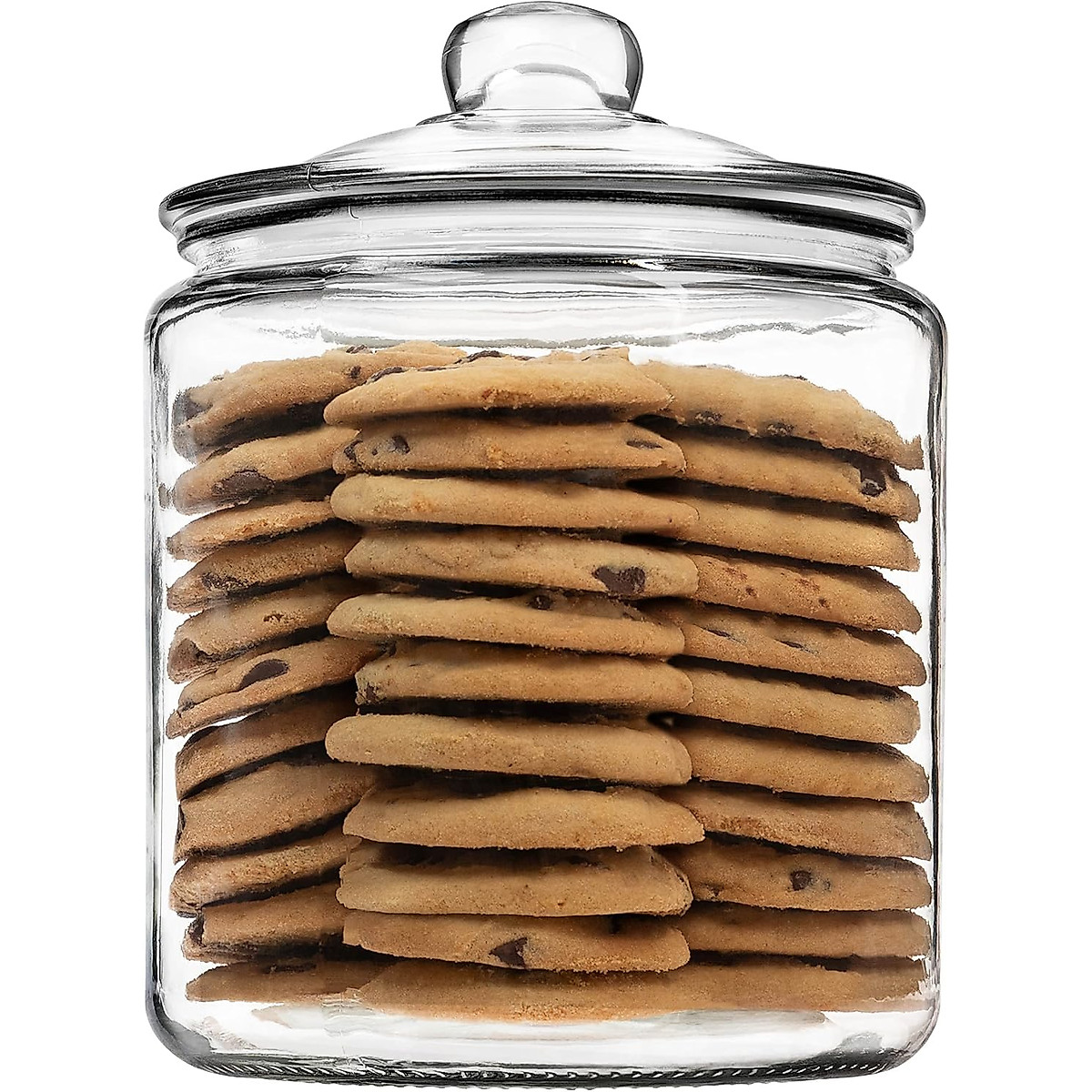 Set of 2, 1 Gallon Glass Cookie Jar, Large Glass Jars with Airtight Lids, Clear Storage Container for Keep Fresh, Kitchen Food Organization Canisters for Candy, Flour, Sugar, Coffee