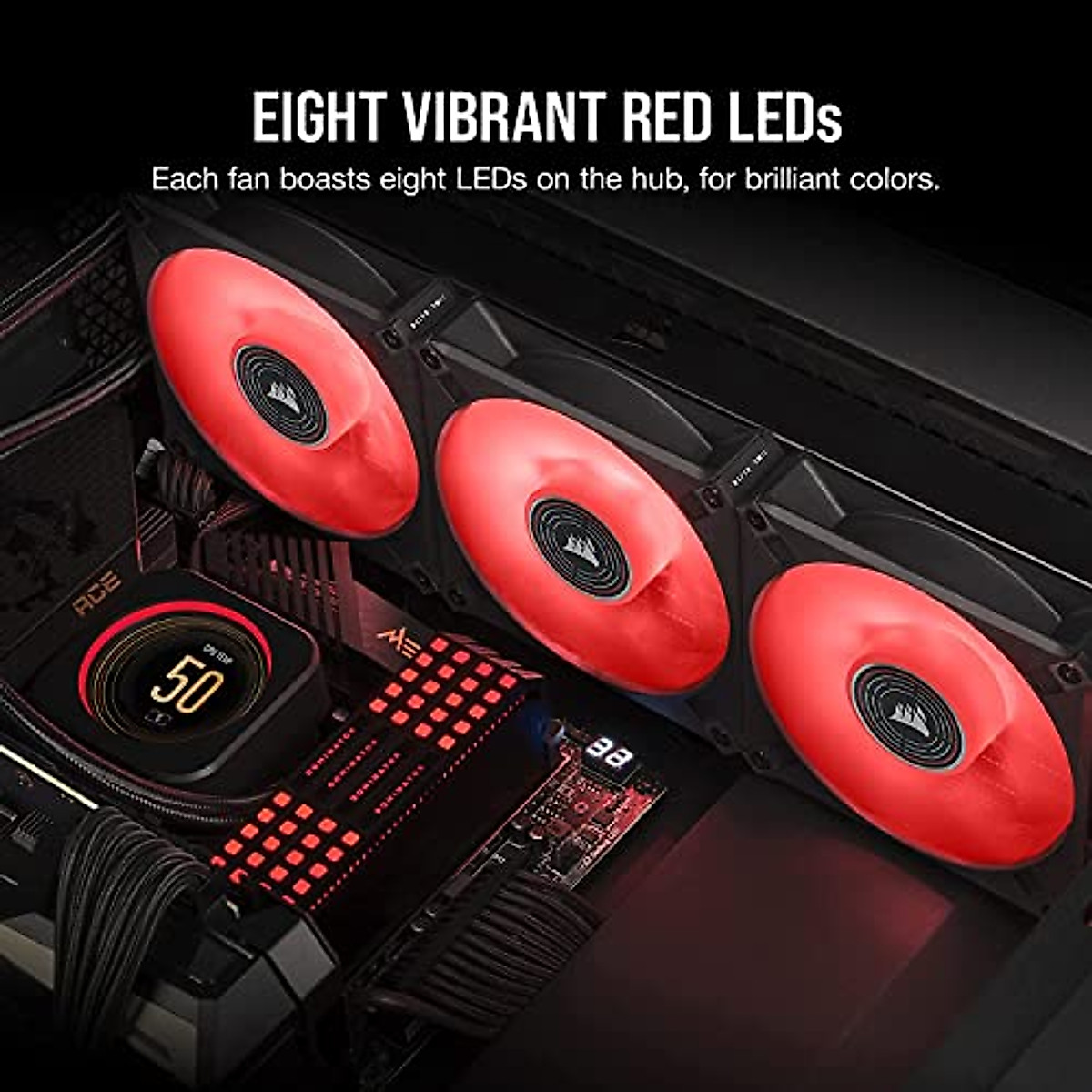 CORSAIR ML140 LED Elite, 140mm Magnetic Levitation Red LED Fan with AirGuide, Single Pack, Black