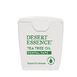 Desert Essence, Tea Tree Dental Tape 30 yd - Gluten Free - Cruelty Free - Naturally Waxed with Bees Wax - Thick Floss no Shred Tape - Tea Tree Oil - Removes Plaque and Build Up