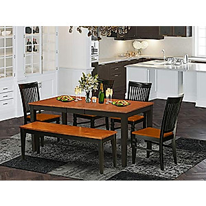 East West Furniture NIWE6-BCH-W Dining Table Set, 6-Pieces