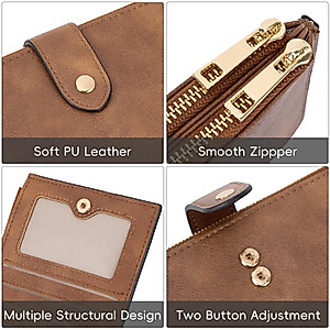 CLUCI Women's Wallet Leather Slim Wallet for Women RFID Blocking with Multi Credit Card Holder Zipper Pocket