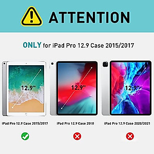 GEEKSDOM iPad Pro 12.9 Case 2nd Generation 2017 & 2015 1st Generation, Heavy Duty Rugged Shockproof Protective Soft TPU Back Cover w/360 Rotating Stand/Handle Hand/Shoulder Strap/Pencil Holder Red