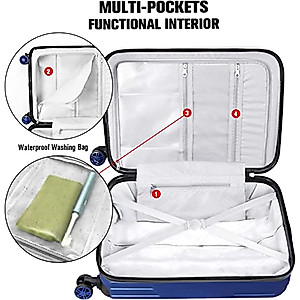 DON PEREGRINO Carry on Luggage 22x14x9 Airline Approved Suitcase with TSA Lock & USB Charger, Hardside Carry on Suitcase with 4 Double Wheels, 5.7lb Lightweight Maletas de Viaje