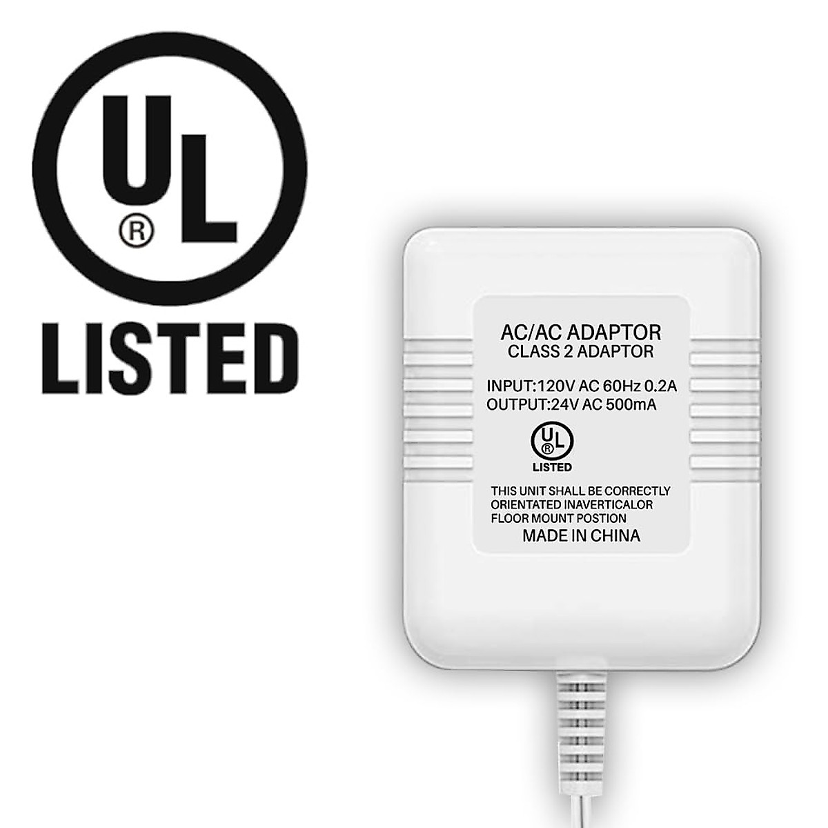 Xwartre UL Certified Thermostat C Wire 24V Transformer, White Adapter Compatible with Honeywell, Nest, Emerson, Ecobee, Wyze Thermostat and Most Doorbells (26FT Power Cable)