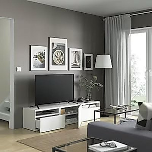 TV Unit with Drawers and Door,White/Laxviken White, 70 7/8x16 1/2x15 3/8 "