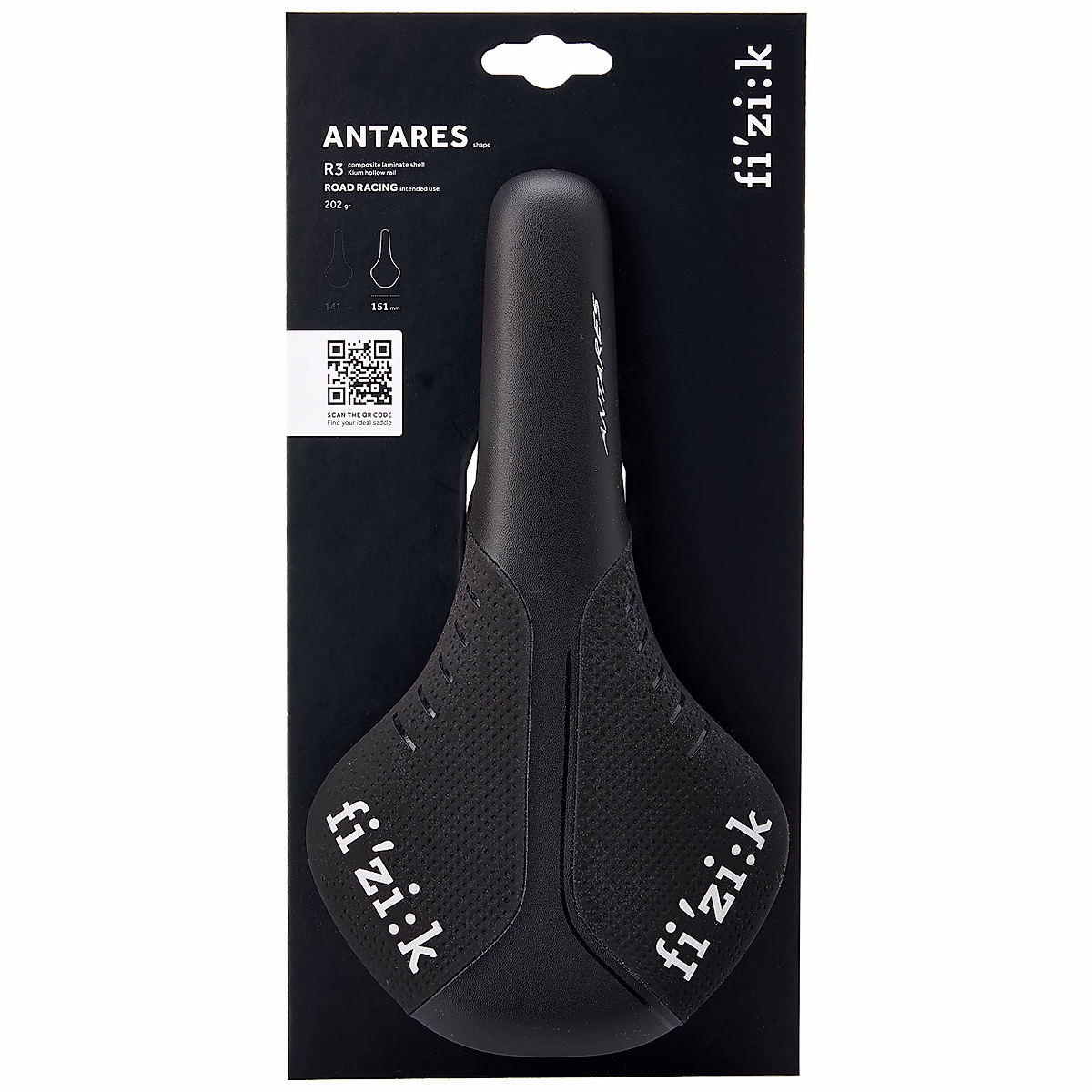 Fizik Antares R3 - k:ium Rails - Black/Black/White - Large