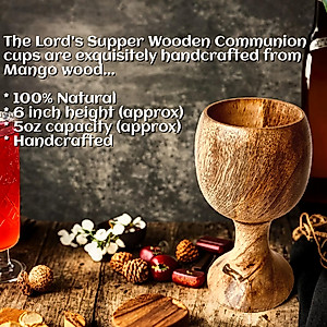 ALADEAN Wooden Goblet Cup 6" - Handmade Wood Vintage Chalice Wine Drinking Goblet Cup Gift 5oz Wood Cup for Congregations, Wedding Anniversary Party Christmas Eucharist, Kiddush Cup (1Pc)