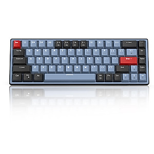 MageGee 60% Mechanical Gaming Keyboard, 68 Keys Compact Blue LED Backlit Gaming Keyboard, SKY68 Wired Ergonomic Mini Office Keyboard for Windows PC Gamer (Brown Switch, Black & Blue)
