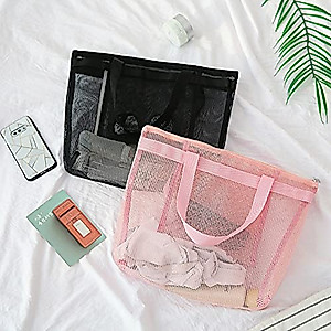 MEYYY Portable Mesh Shower Caddy, Quick Dry Tote Bag with Zipper and Inner Pocket, Hanging Toiletry Bath Organizer for College Dorms, Gym, Swimming, Beach, Travel