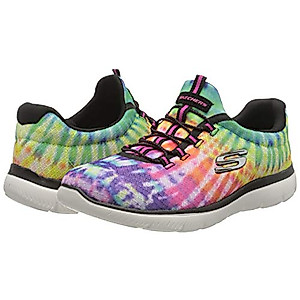 Skechers Women's Summits-Looking Groovy Sneaker, Black/Multi, 7.5 M US