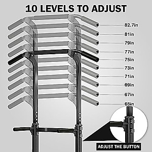 SogesPower Power Tower Dip Station Pull Up Bar for Home Gym Adjustable Height Strength Training Workout Equipment
