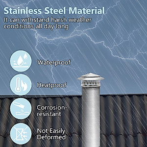 LangRay Chimney Caps for Outside, 8 in Stainless Steel Chimney Cover with Screen, Round Stove Pipe Cap, Roof Exhaust Vent Cap, Fireplace Roof Vent Cover Rain Caps for Chimney Stovepipe Finial