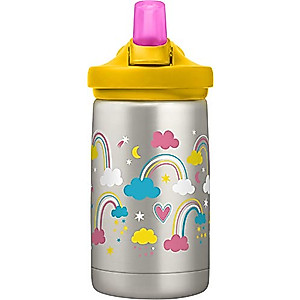 CamelBak Eddy+ Kids 12 oz Bottle, Insulated Stainless Steel with Straw Cap - Leak Proof When Closed, Rainbow Love