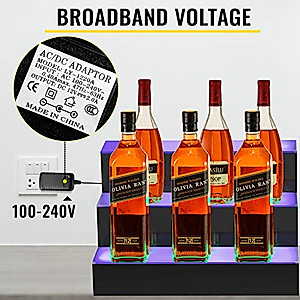 VEVOR LED Lighted Liquor Bottle Display Shelf, 16-inch LED Bar Shelves for Liquor, 3-Step Lighted Liquor Bottle Shelf for Home/Commercial Bar, Acrylic Lighted Bottle Display with Remote & App Control
