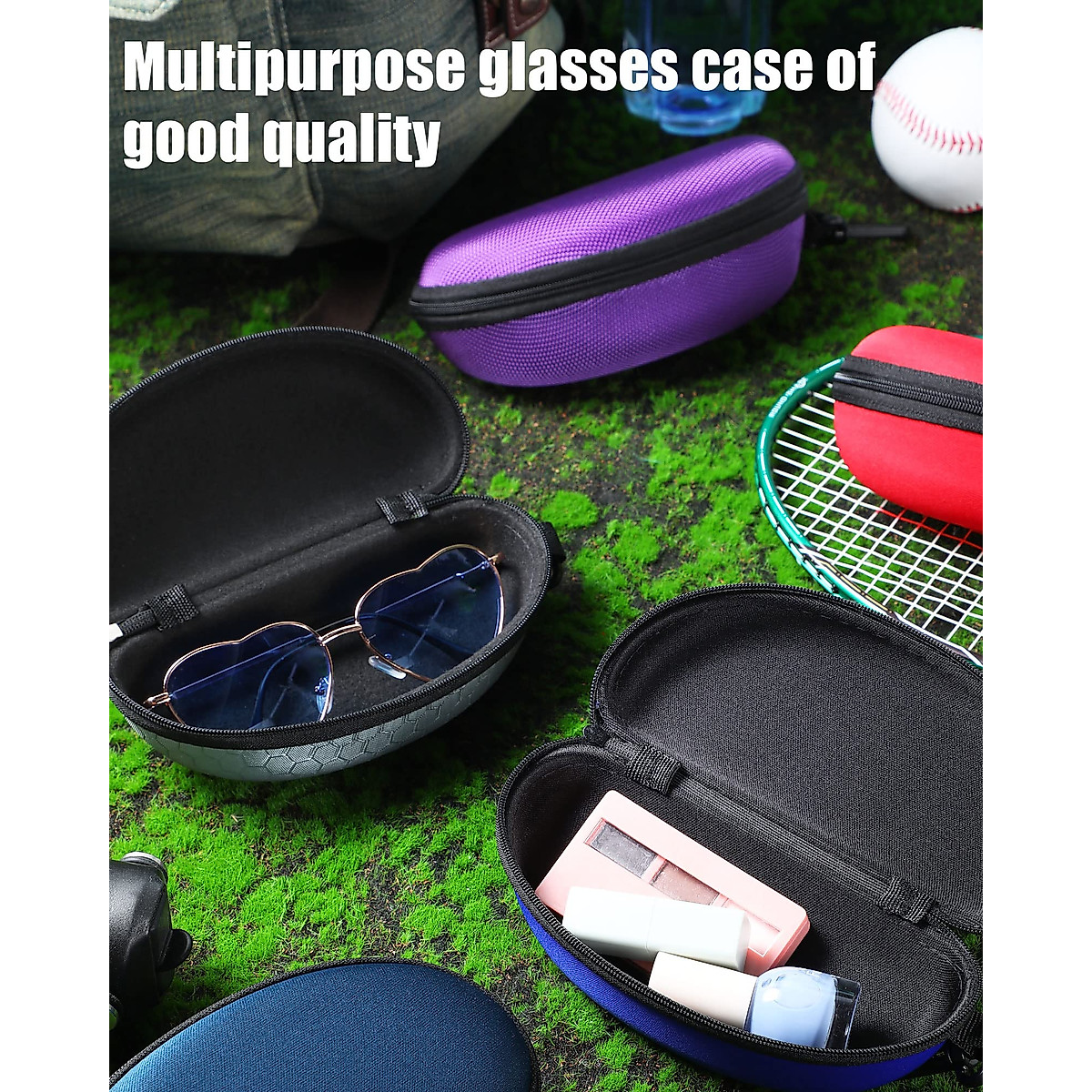 24 Pcs Sunglasses Case Portable Travel Hard Shell Zipper Eyeglasses Frame Glasses Case Summer Eyeglasses Case Sunglass Case with Plastic Hook for Women Men