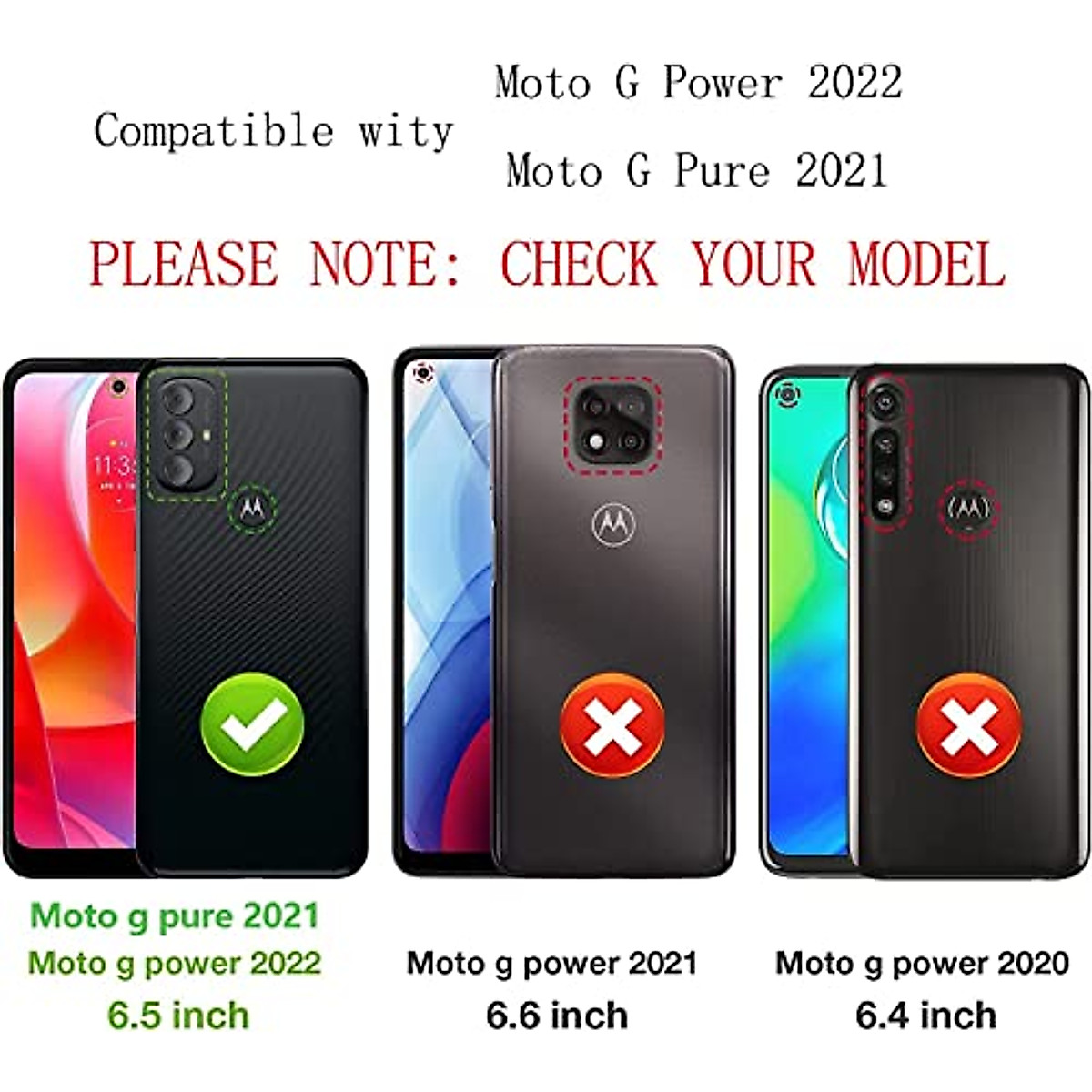 AYMECL for Moto G Pure Phone Case, Moto G Power 2022 Case with Nano Explosion-Proof Film[2 Pack], Military Grade Dual-Layer Heavy Duty Protection Case for Moto G Pure 2021-Pink/Rose Red