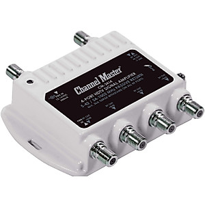 Channel Master Ultra Mini 4 TV Antenna Amplifier, TV Antenna Signal Booster with 4 Outputs for Connecting Antenna or Cable TV to Multiple Televisions (CM-3414),White