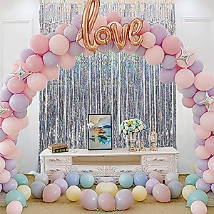 CYLMFC Foil Fringe Curtains - 2 Packs 3ftx8ft Sparkle Metallic Curtains Party Decorations Photo Booth Decorations Party Supplier - Sliver