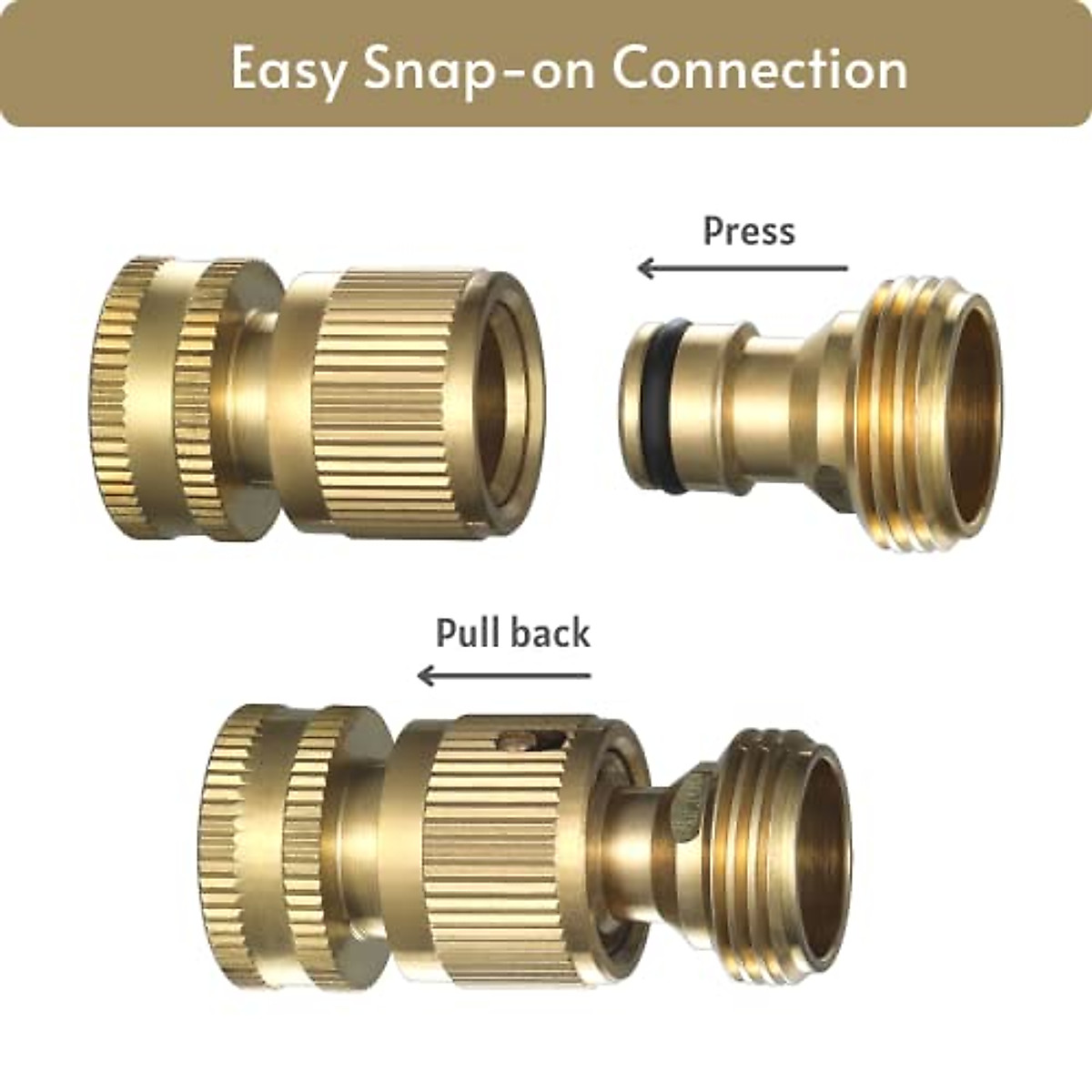UEHICT Garden Hose Quick Connect - Quick Connect Garden Hose Fittings, Solid Brass Water Hose Quick Connect, 3/4 inch GHT, 2 Set
