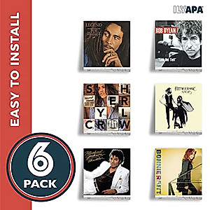 Ilyapa Wood Vinyl Record Shelf Wall Mount, 6 Pack - Espresso Record Album Holder Display Your LP