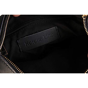 KarensLine Handmade Evil Eye Embroidery Black Jute Clutch Bag Hamsa Hand Beach Summer Style, Medium