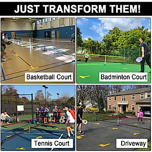 Zdgao Pickle Ball Court Marking Kit - Official Size Court Lines Floor Marker for Indoor Outdoor Pickle Ball Tennis Game