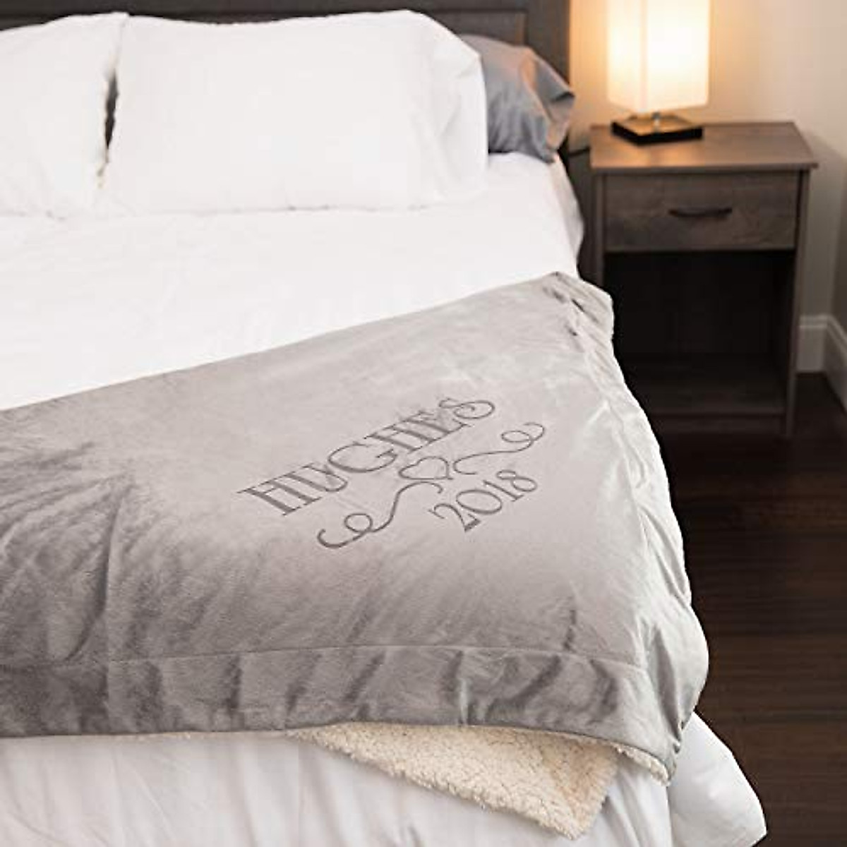 Custom Catch Housewarming Gift Idea for New Home - Personalized Throw Blanket Present Decorated with Scroll and Family Name