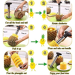Pineapple Corer and Slicer Tool, Stainless Steel Pineapple Core Remover Tool with Pineapple Eye Peeler, Stainless Steel Pineapple Cutter for Home Kitchen with Sharp Blade for Diced Fruit Rings