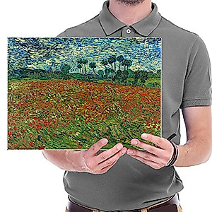 Wieco Art Poppy Field June 1890 Canvas Print of Vincent Van Gogh Wall Art Paintings Reproduction Field Pictures Artwork for Wall Decor and Home Decorations