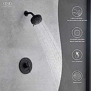 KENES Matte Black Single Handle Shower Faucet, Modern Shower Trim Kit with 10-Spray, Rainfall Shower System Bathroom Shower Trim Systems Wall Mount, KE-6019B-2 (Shower Valve Included)