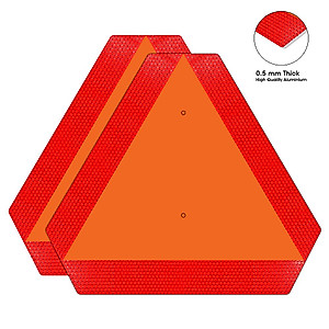 Ignixia Slow Moving Vehicle Sign,(Pack of 02) Rust free Aluminium 0.5mm Slow Moving Vehicle Triangle signs, 14”x 16” Inches Orange base with Reflective border, SMV Sign for Golf Cart, UTV, safety signs