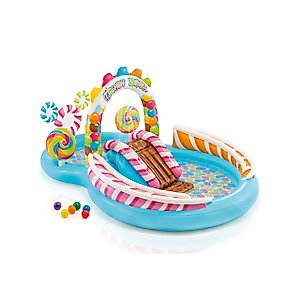 INTEX 57149EP Candy Zone Inflatable Swim Play Center: with Splash Pool and Waterslide – 116" x 75" x 51"
