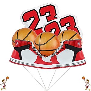 Basketball balloons sports party supplies basketball shoes balloon basketball snesker shoes balloon for men teen boys birthday party decoration