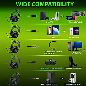 Fosmon Gaming Headset with Microphone & Volume Control, 3D Surround Strong Bass Over Ear Headphone with Ergonomic Headband Compatible with Xbox PS4 PS5 Nintendo Switch PC Laptop Desktop Mac