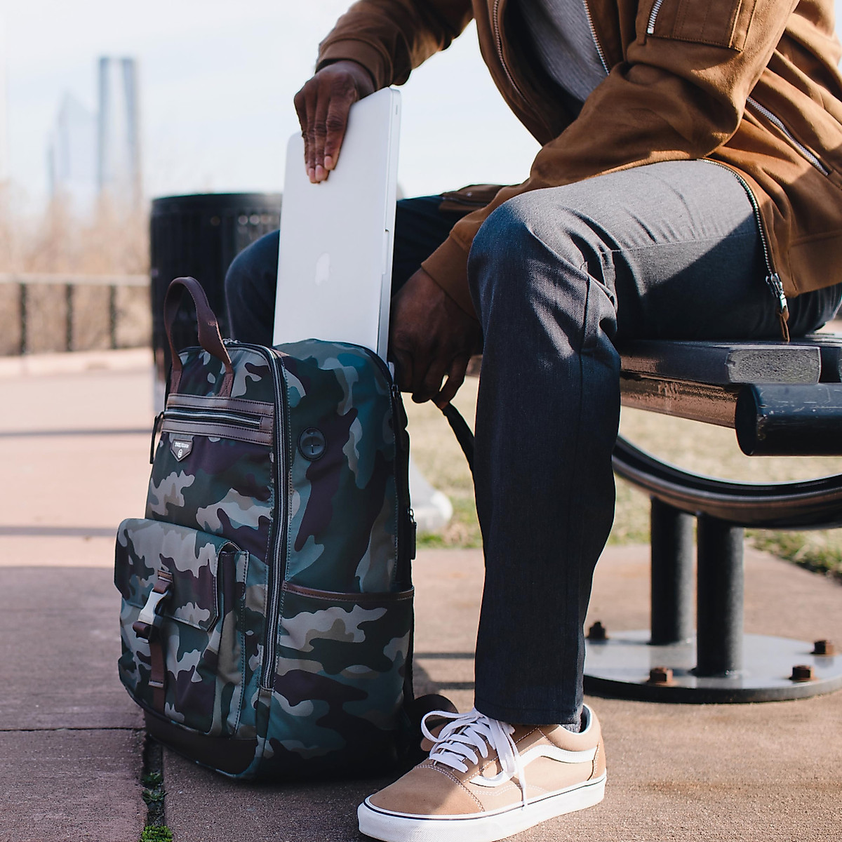 TWELVElittle Unisex Courage Backpack Diaper Bag with Changing Pad, Multiple Insulated Pockets in Camo