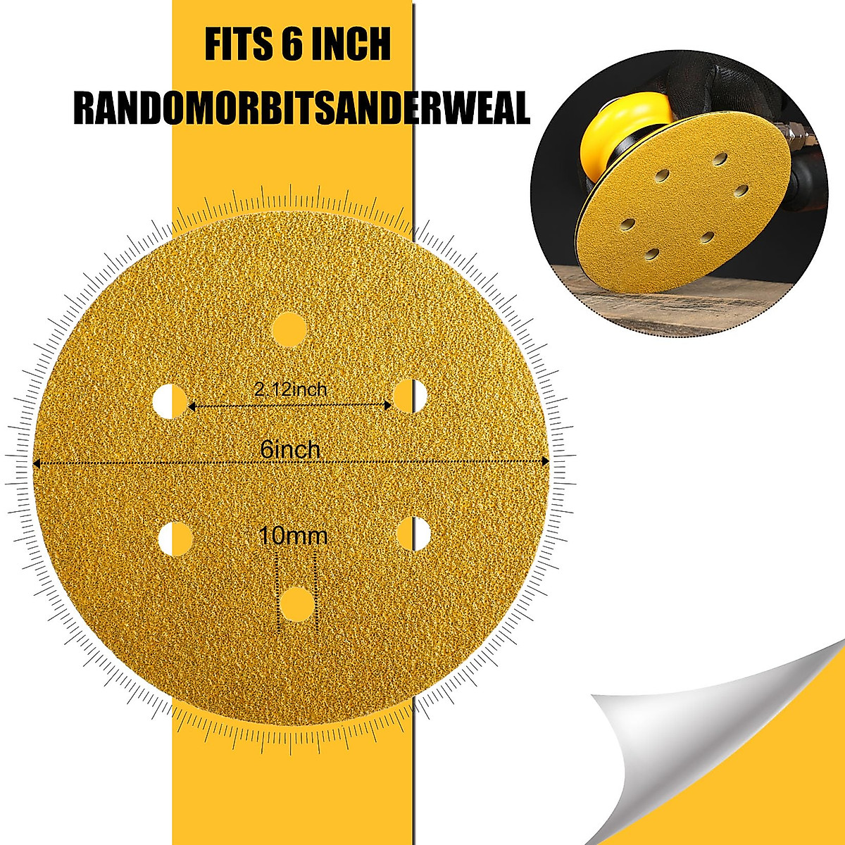 Keeimp 6 Inch Sanding Discs Hook and Loop, 80 120 220 320 400 Grit Sandpaper Disc for Orbital Sander, Professional for Automotive and Woodworking, 100 Pack(20 Pack for Each Grit)