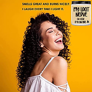 AharHora Funny Scented Jar Candle, Candle Gifts for Women - My Last Nerve Candle - Humorous Unique Gifts for Best Friend BFF Bestie Women Men Coworker Birthday Gift