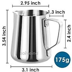Milk Frothing Pitcher, 12 Oz Milk Frother Steamer Cup Stainless Steel Espresso Cup