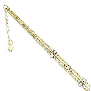 IceCarats 14K Two Tone Gold Triple Strand 9 inch Anklet Summer Beach Foot Ankle Bracelet