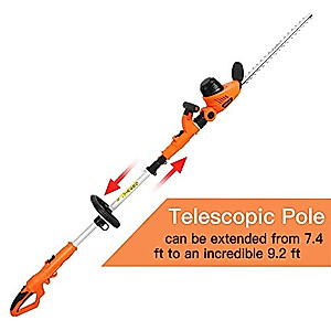 GARCARE 2 in 1 Electric Hedge Trimmer Corded - 4.8A Hedge Clippers with 20 inch Laser Cut Blade, Orange & Black