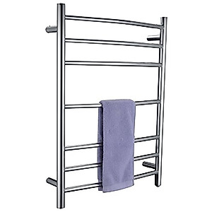 ANZZI Gown 7-Bar Wall Mounted Towel Warmer in Polished Chrome | Energy Efficient 70W Electric Plug in Heated Towel Rack for Bathroom | Stainless Steel Towel Heater Rail Quick Towel Dryer | TW-AZ027CH
