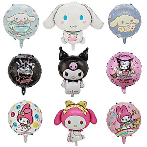 9Pcs Cute Anime Party Decoration Balloons,Aluminum Film Material Double Sided Balloons,Anime Theme Party Supplies,Kawaii Birthday Party Ballons (9PCS)