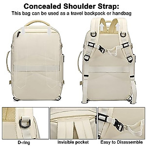 Asenlin 40L Travel Backpack for Women Men，17 Inch Laptop Backpack Flight Approved Luggage Carry On Water Resistant Computer Backpack for Weekender Overnight Large Daypack Beige
