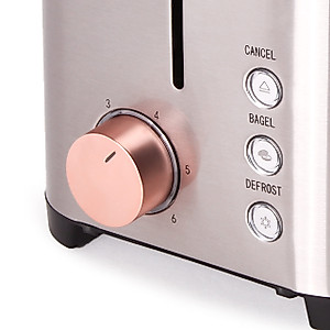 BergHOFF Ouro Gold Stainless Steel 2-Slice Toaster 850W 6 Shade Settings Auto Shut-off Extra Wide Slots Slide-out Crumb Tray